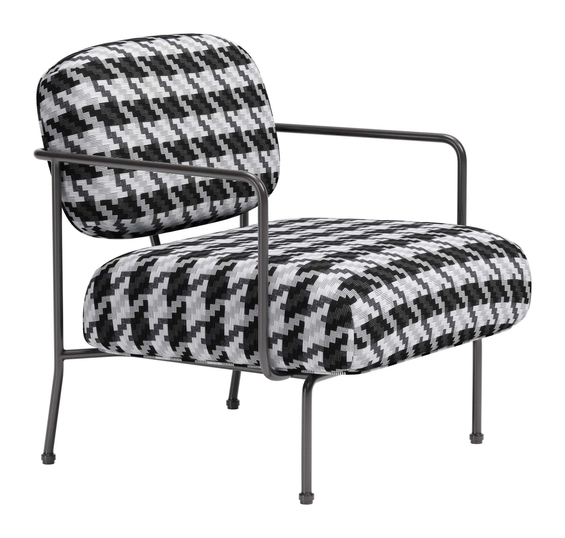 Modern Houndstooth Accent Chair with Steel Frame and Armrests - Cave ...