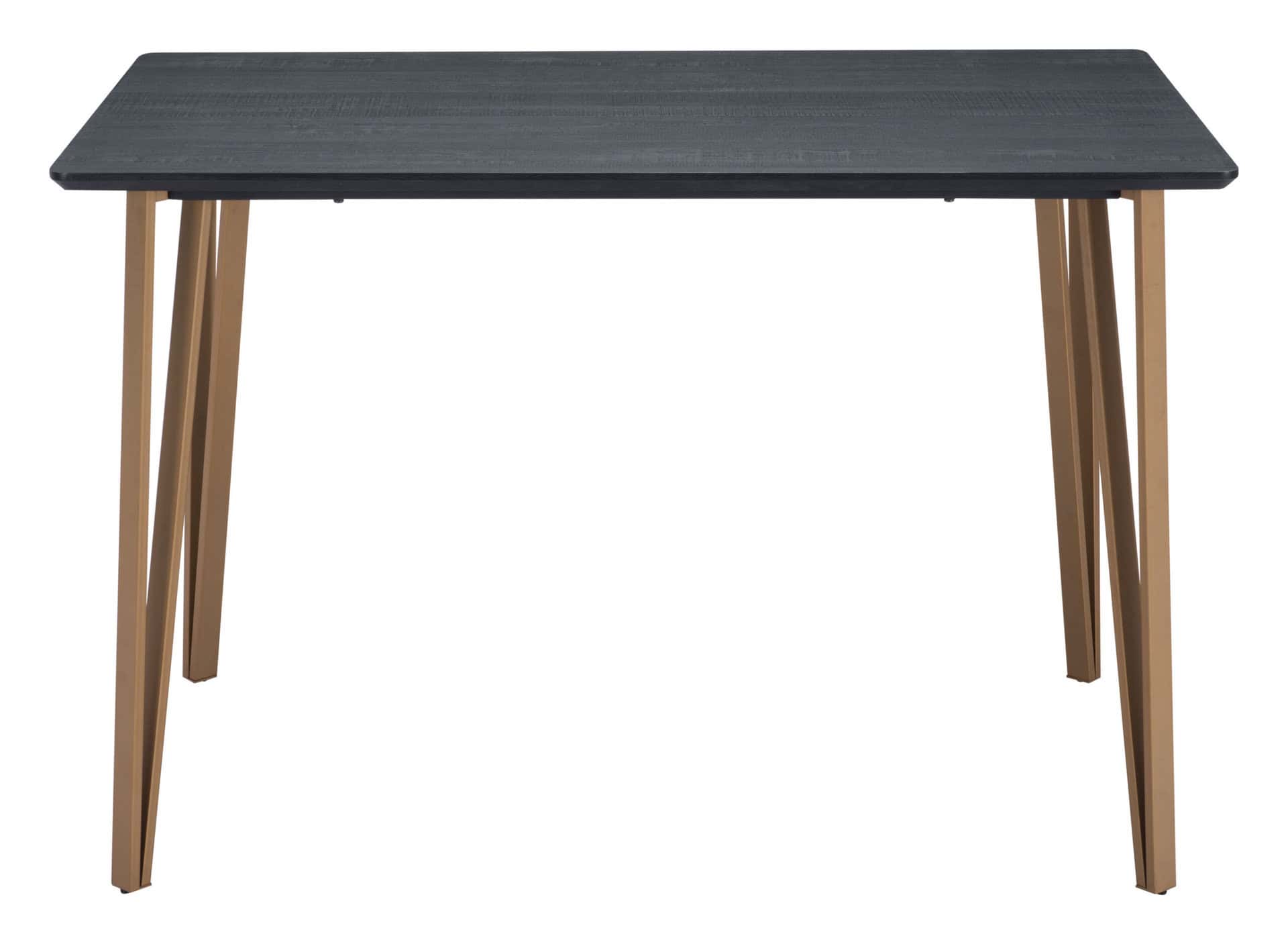 Black Rectangular Counter Table with Gold Steel Legs - Cave Supplies