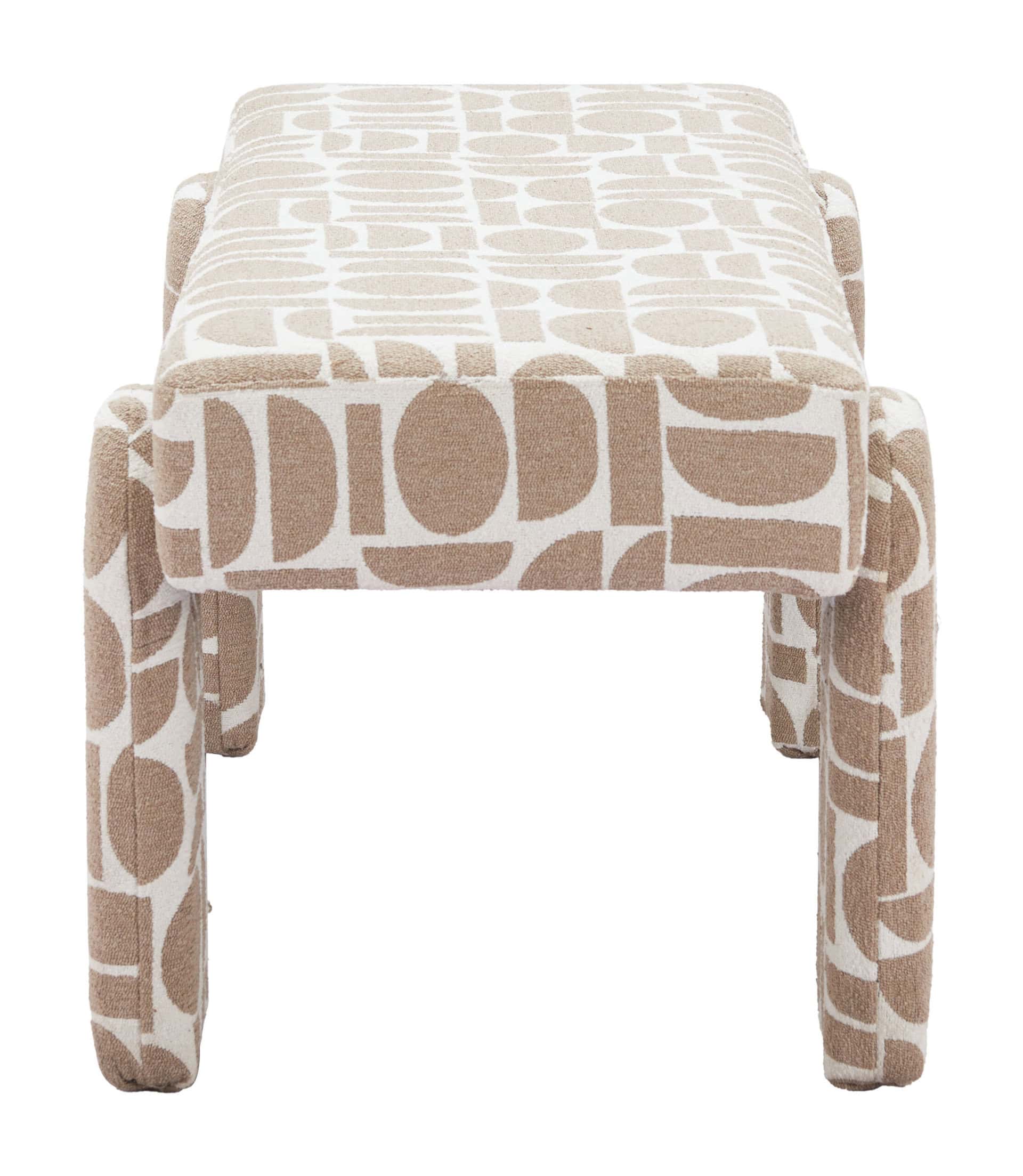 Gray Upholstered Bench with Wood Frame and Rubber Feet Protection ...