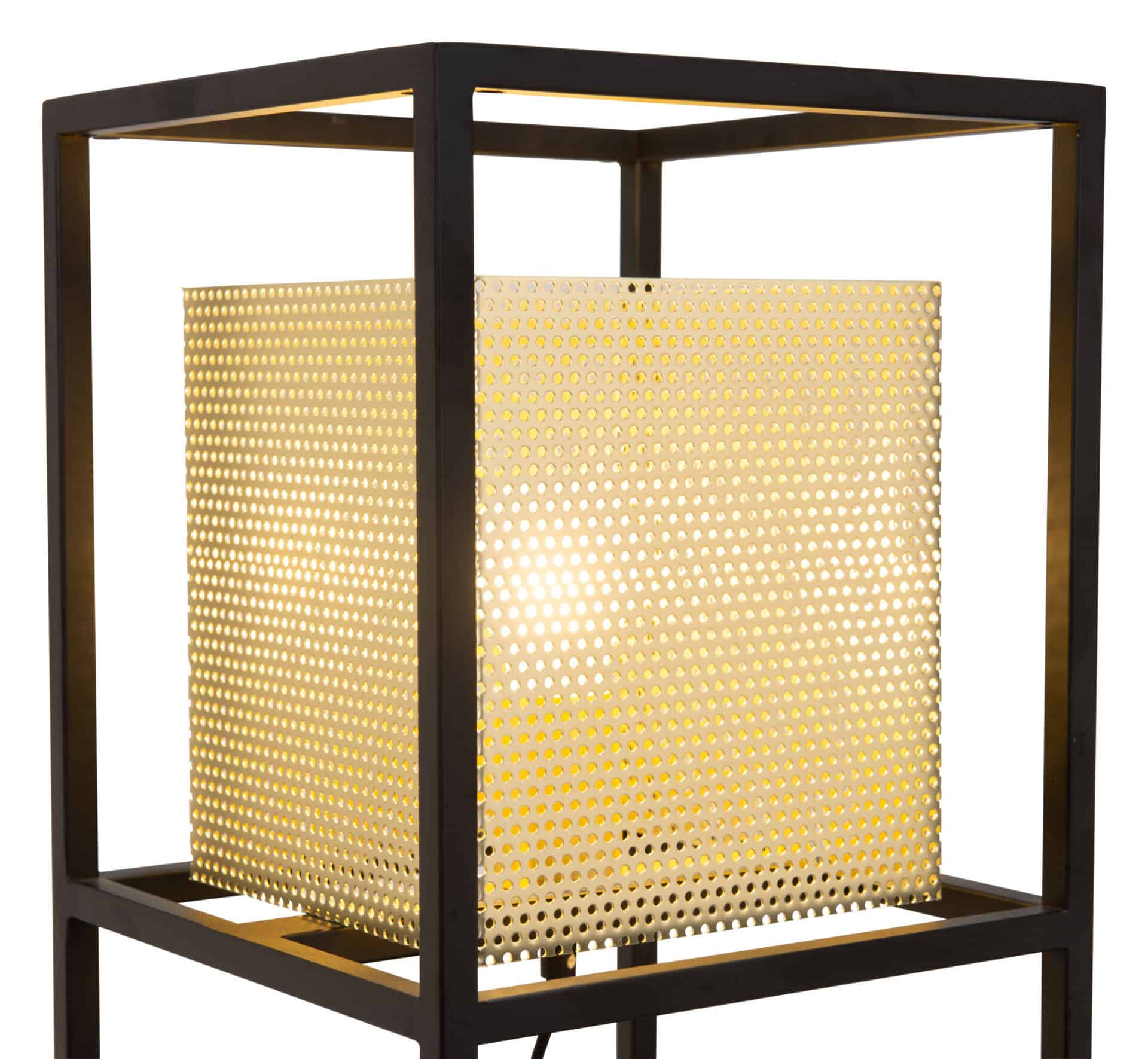 Gold & Black Steel Table Lamp with Perforated Shade - Cave Supplies