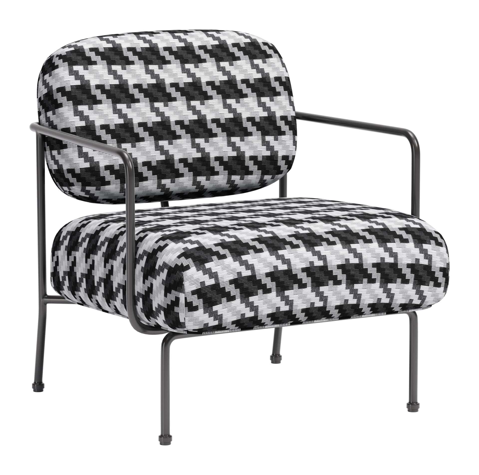 Modern Houndstooth Accent Chair with Steel Frame and Armrests - Cave ...