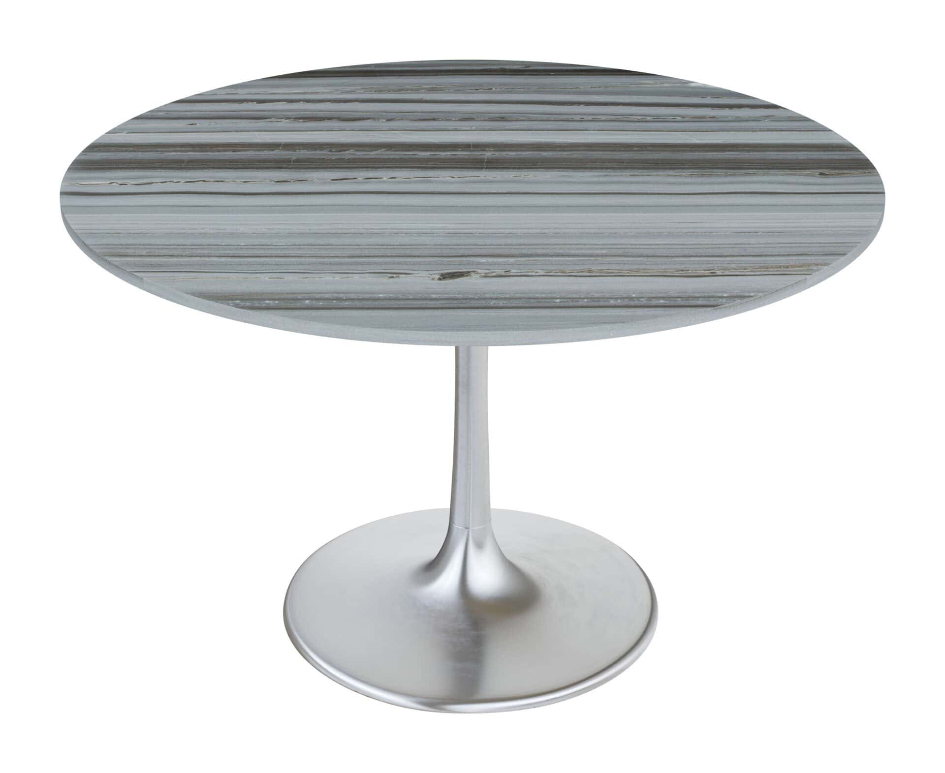 Gray Marble Top Dining Table with Steel Base, Seats 4 - Cave Supplies