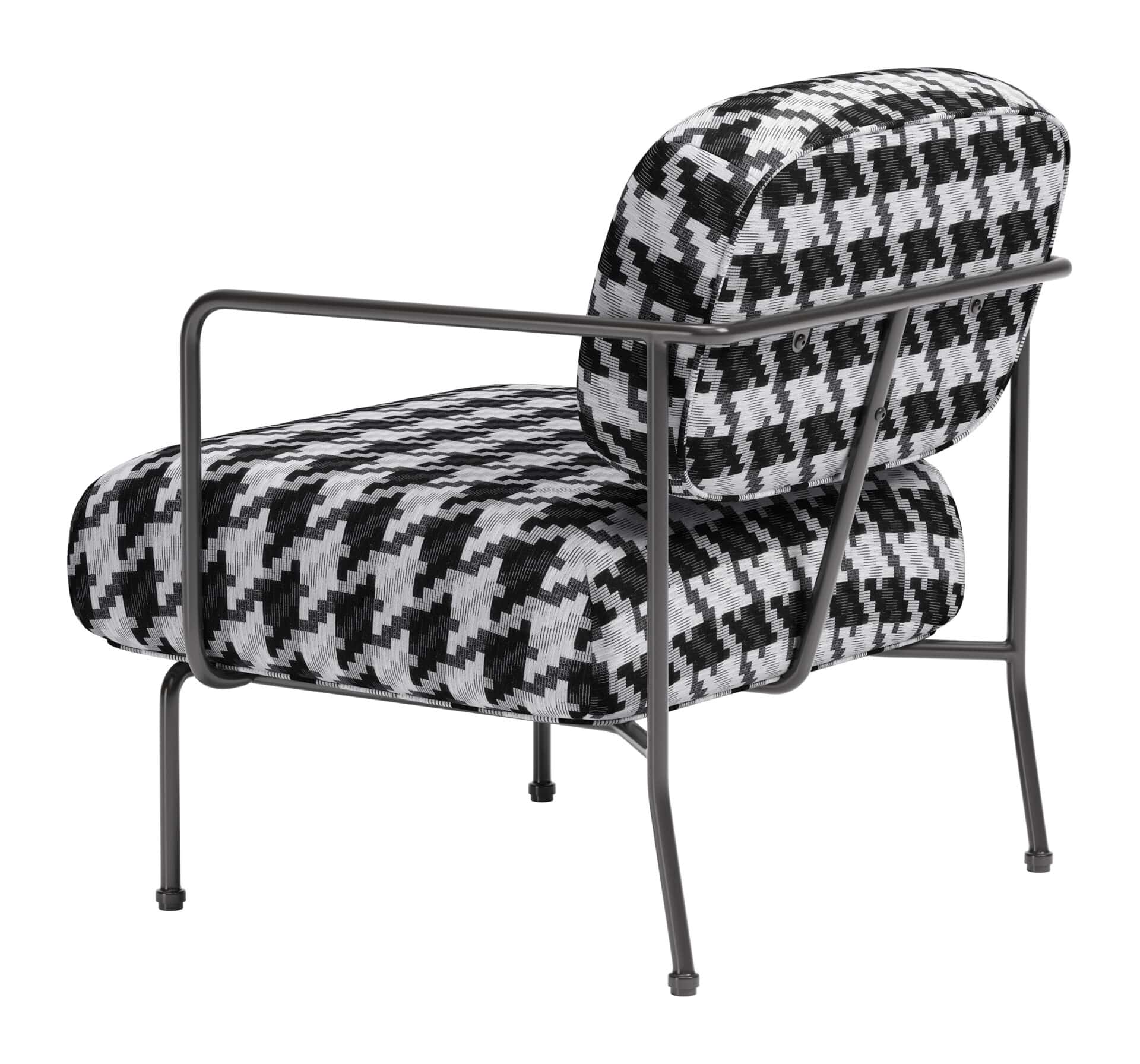 Modern Houndstooth Accent Chair with Steel Frame and Armrests - Cave ...