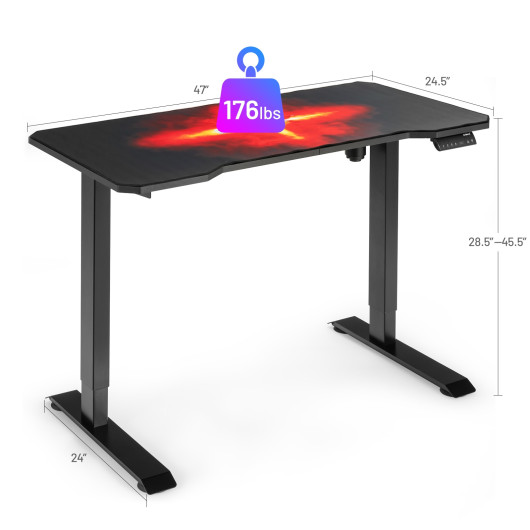 Electric Height Adjustable Gaming Desk with Spacious Carbon Fiber ...