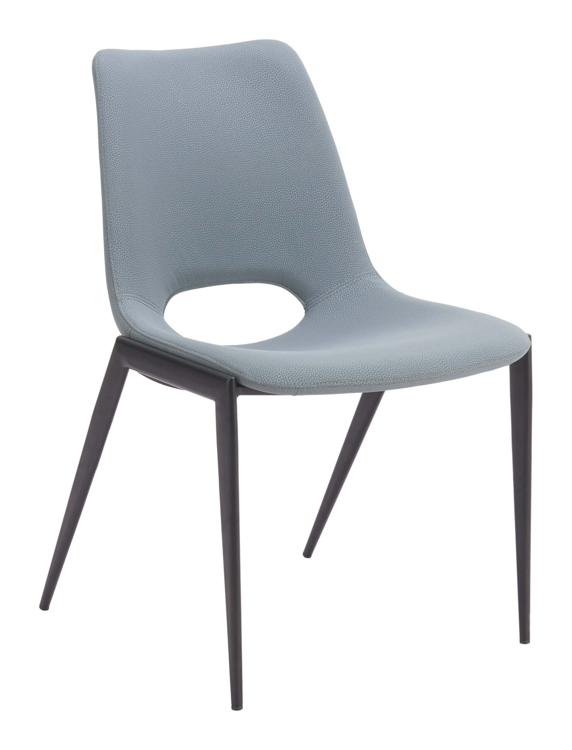 Armless Azure Gray Dining Chairs Faux Leather (Set of 2) - Cave Supplies