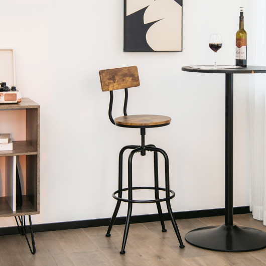 Adjustable Swivel Counter-Height Stools with Backrest Rustic Brown (Set ...