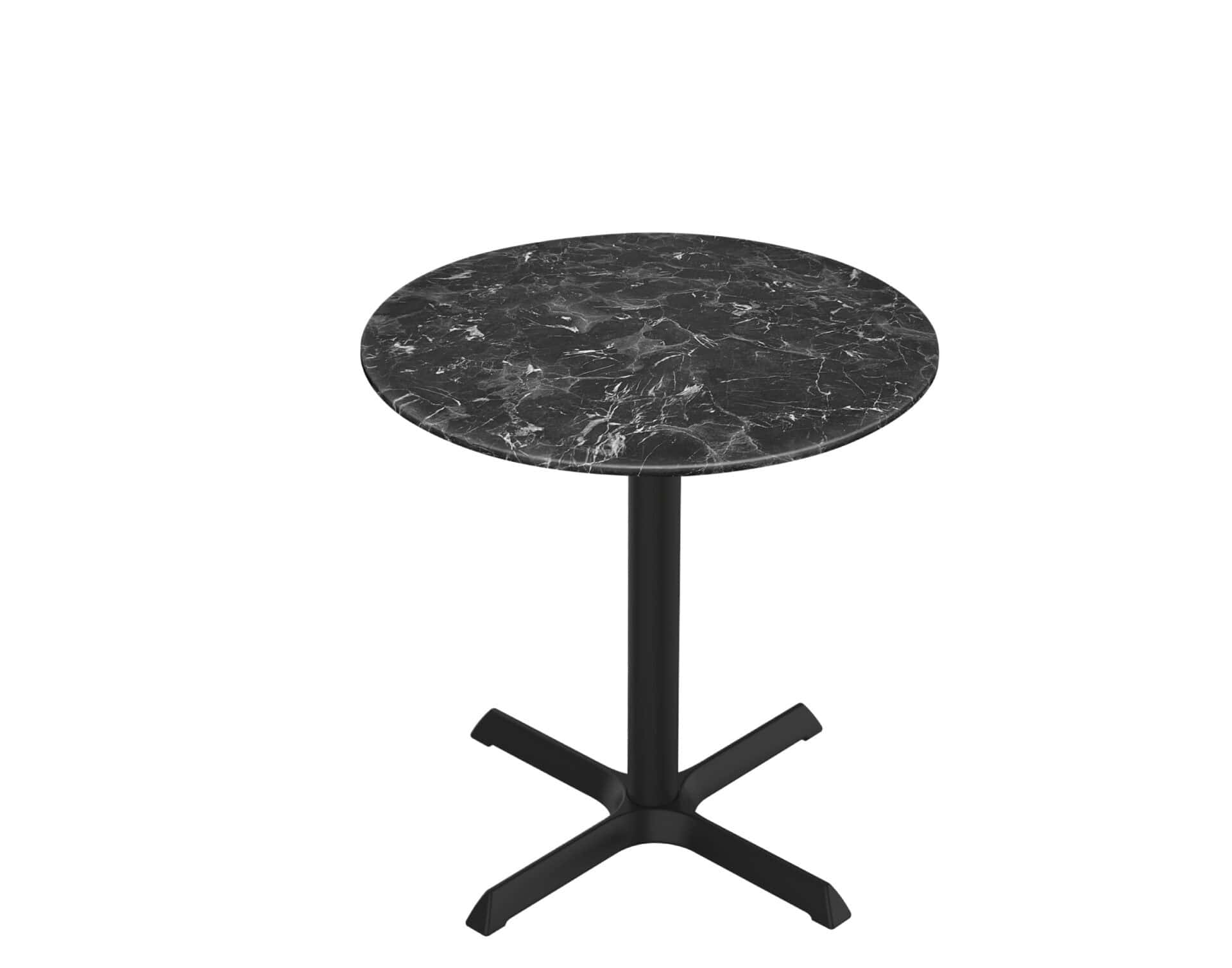 30-Inch Tall Indoor/Outdoor Table with 32-Inch Diameter Black Marble ...
