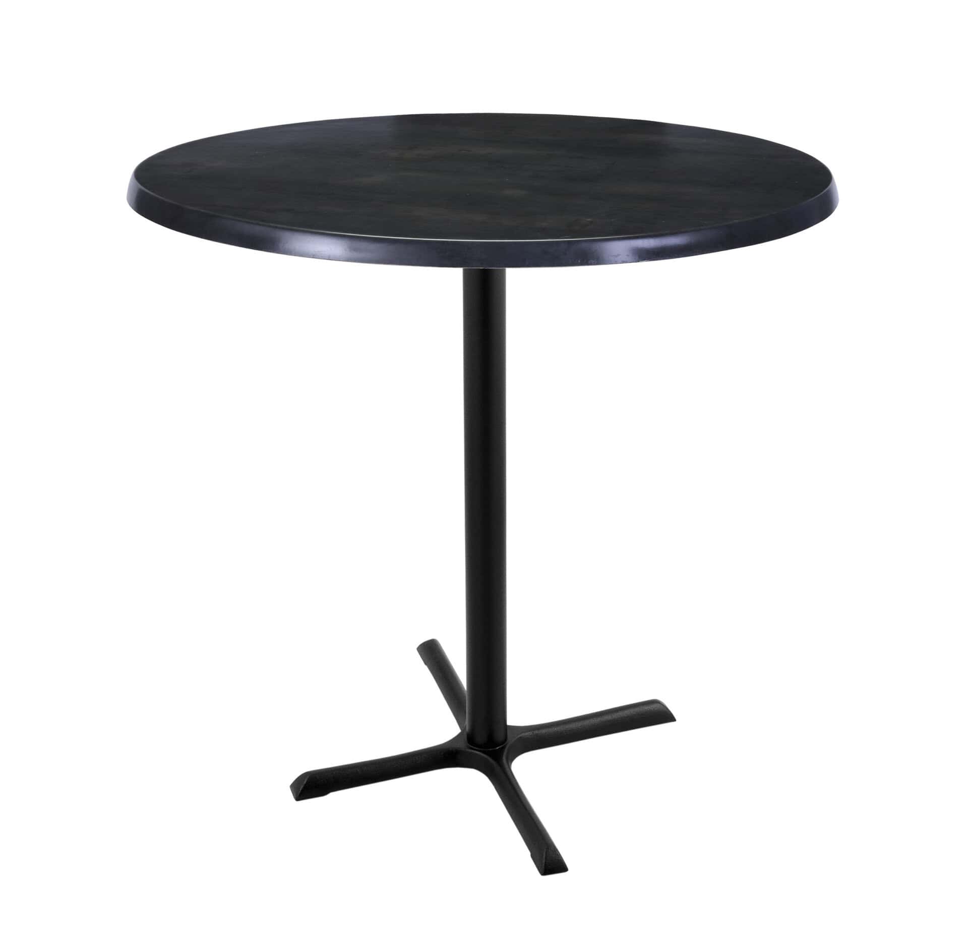42-Inch Tall Indoor/Outdoor Table with 36-Inch Diameter Black Steel ...