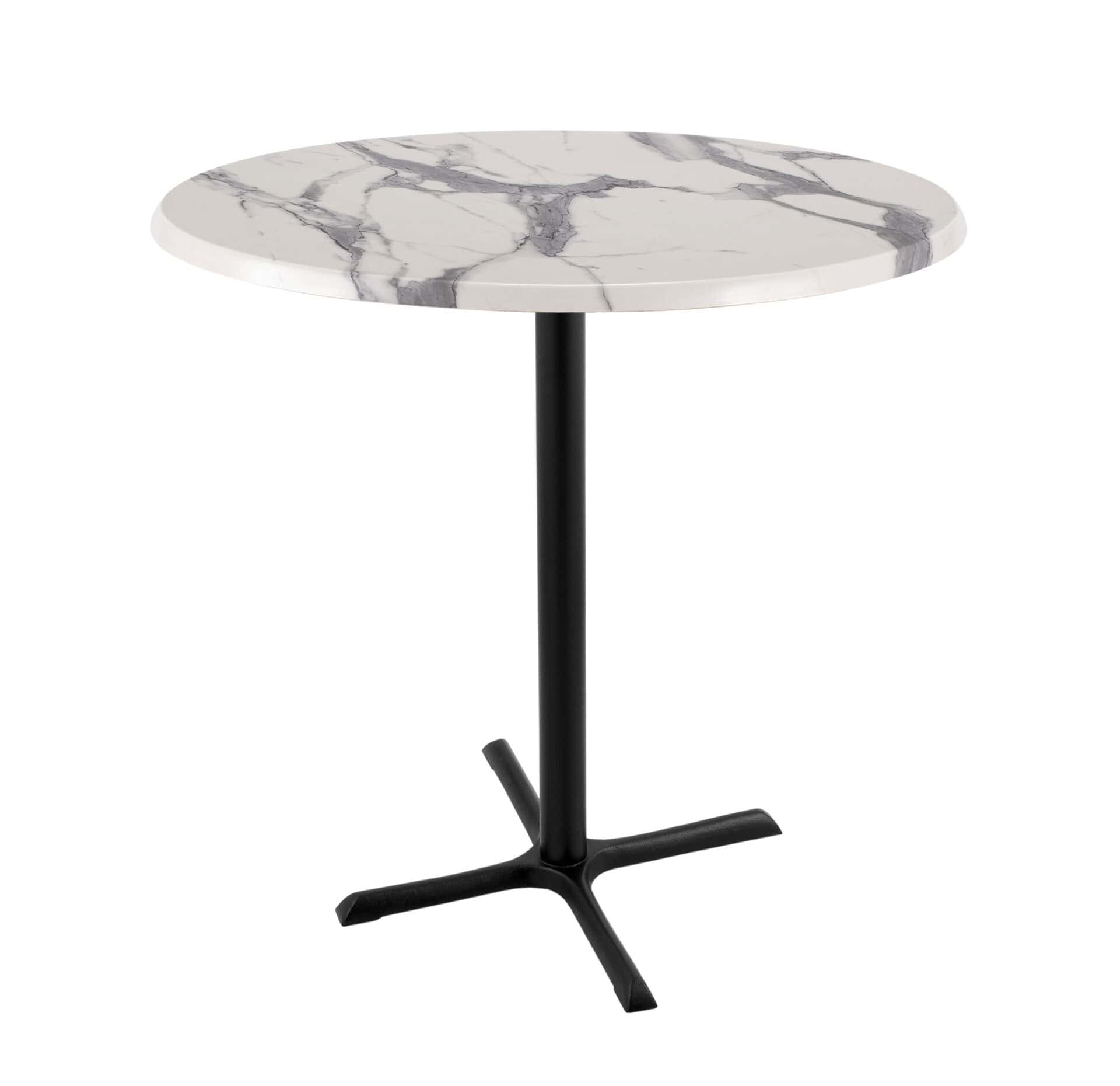 42-Inch Tall Indoor/Outdoor Table with 36-Inch Diameter White Marble ...