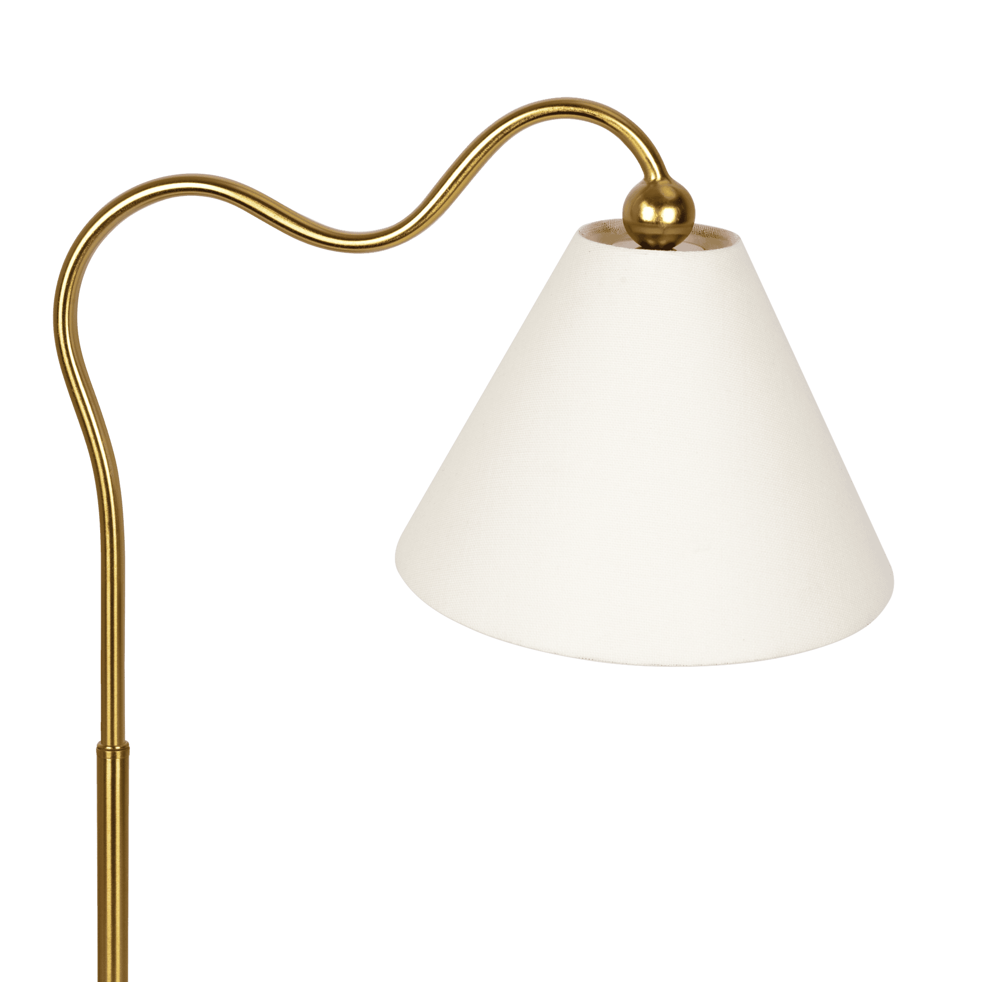 Brass Metal Curved Table Lamp with White Drum Shade - Cave Supplies