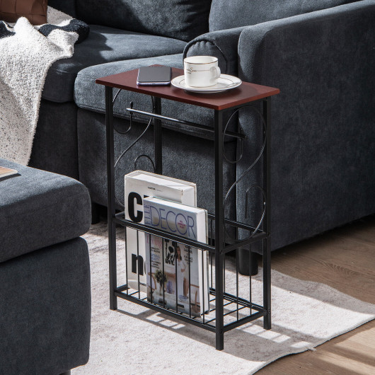 Narrow Side Table with Storage Basket and Removable Rack - Cave Supplies
