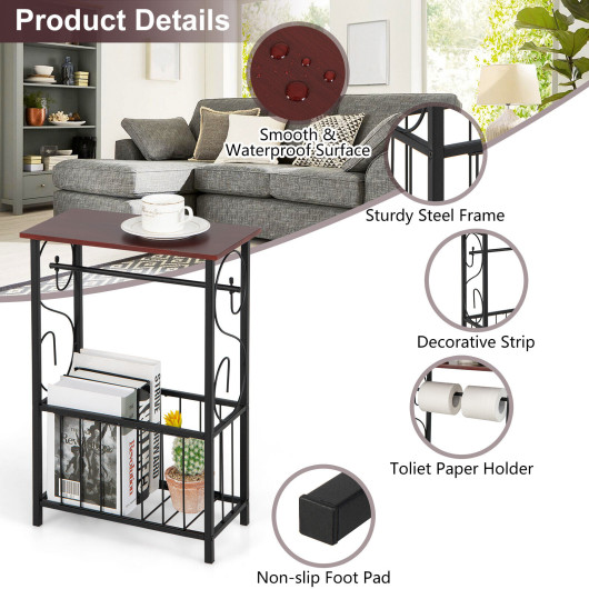 Narrow Side Table with Storage Basket and Removable Rack - Cave Supplies