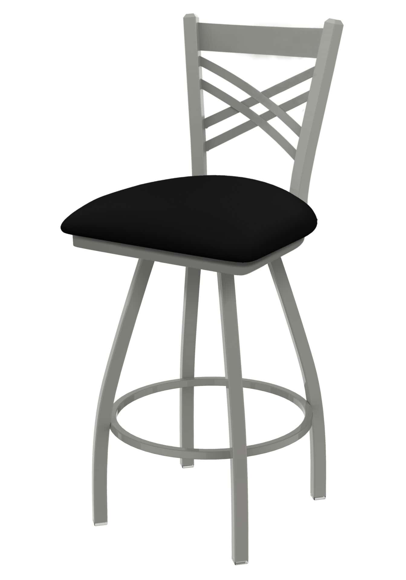 Catalina 30-Inch Bar Stool with Anodized Nickel Finish and Black Vinyl ...